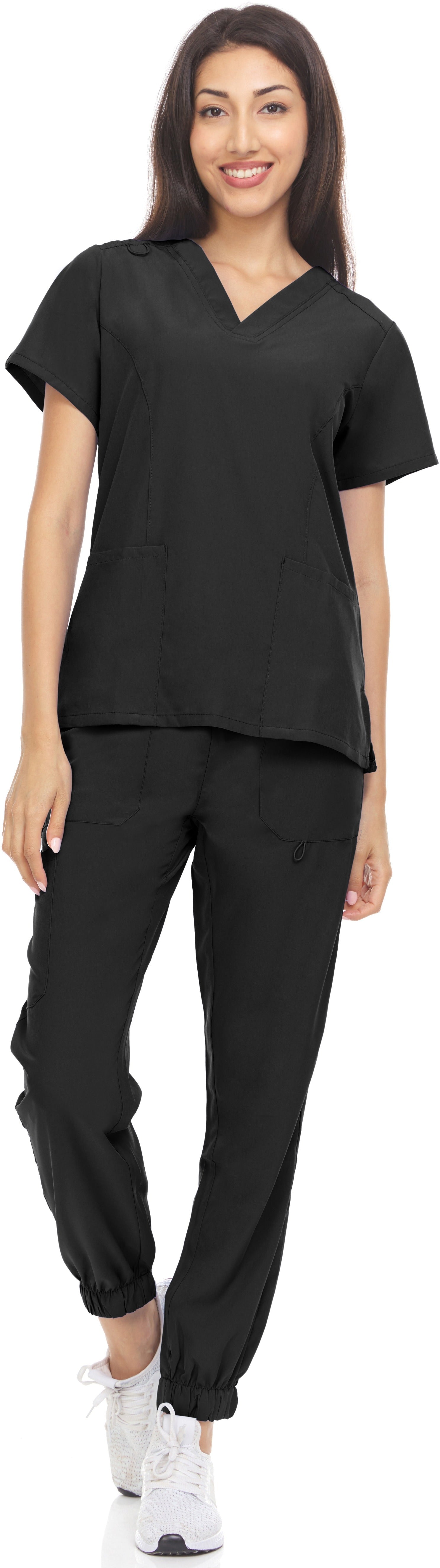 Hey Uniforms- Medichic V-Neck Jogger Set XS-3XL / Black